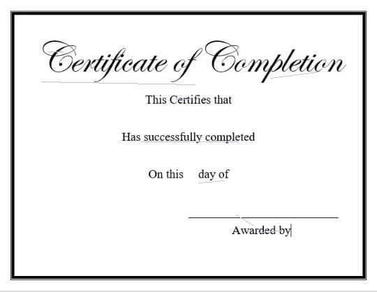 Certificate, Certificate of Completion, Editable in Word or Pdf ...