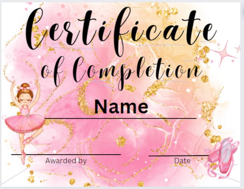 Ballet Certificate, Dance Certificate, Printable Dance Certificate ...