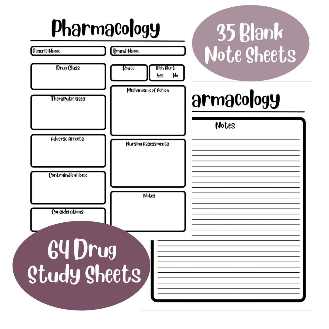 Nursing Student Pharmacology Printable Template Student Nurse Study ...