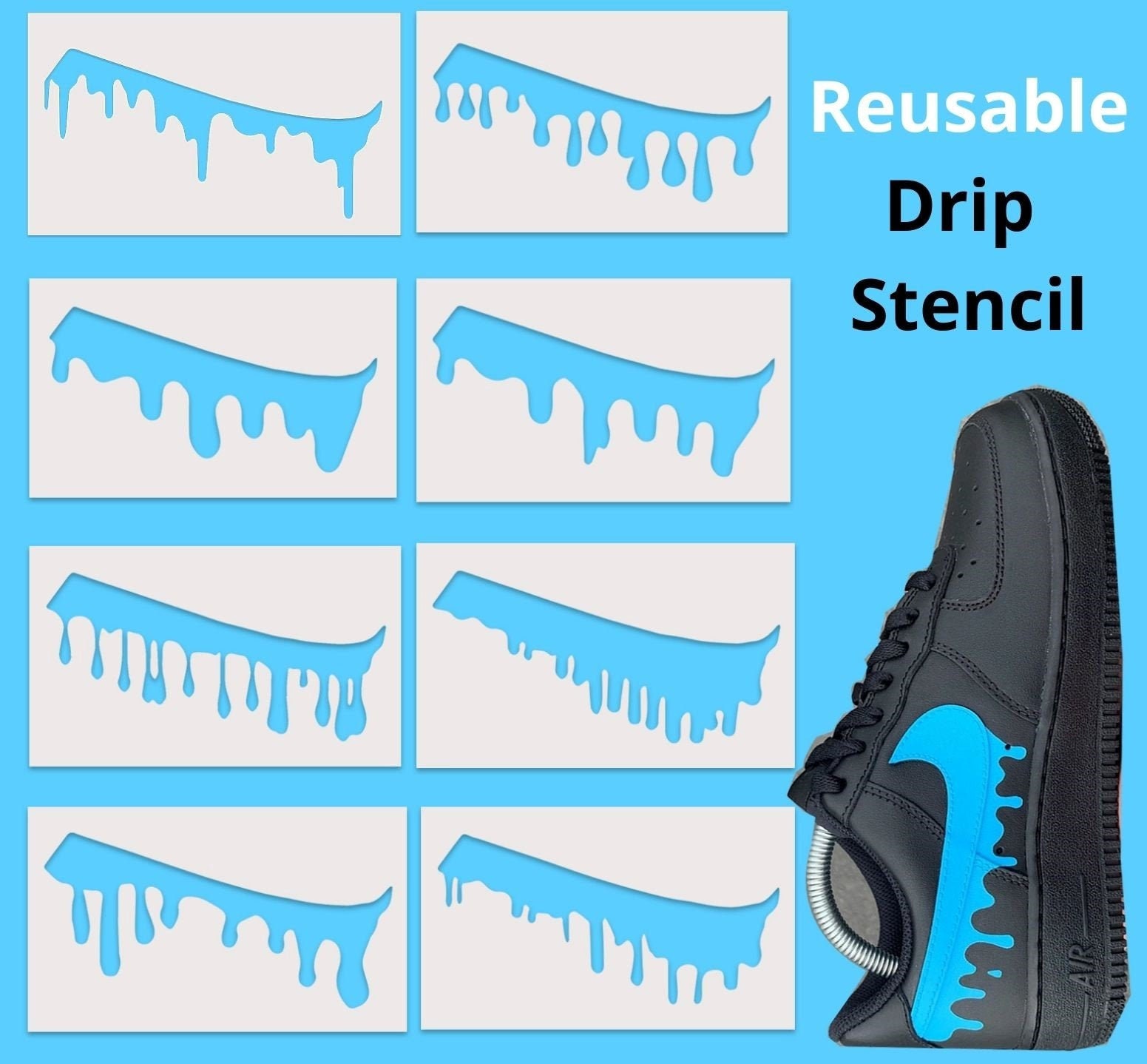 Bunlde &Reusable Drip Stencil / Stencils for Custom Shoe | Etsy