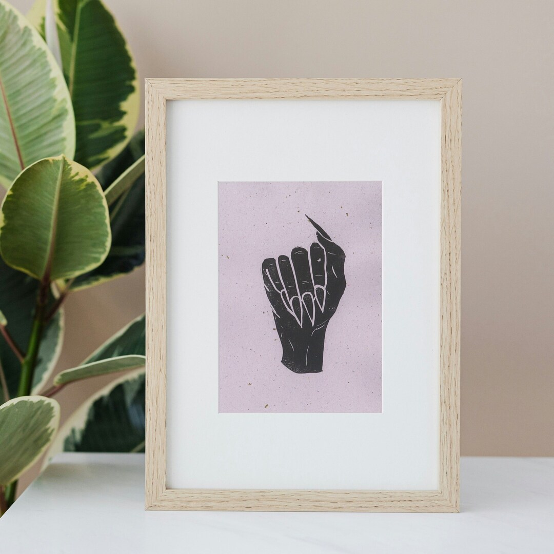 Linocut Fist Nails Printing Recycled Vegetable Craft Paper Handmade ...
