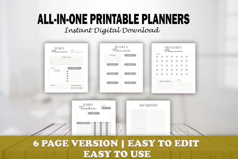 Undated Digital Planner 2022, Habit Tracker, Digital Monthly, Weekly ...