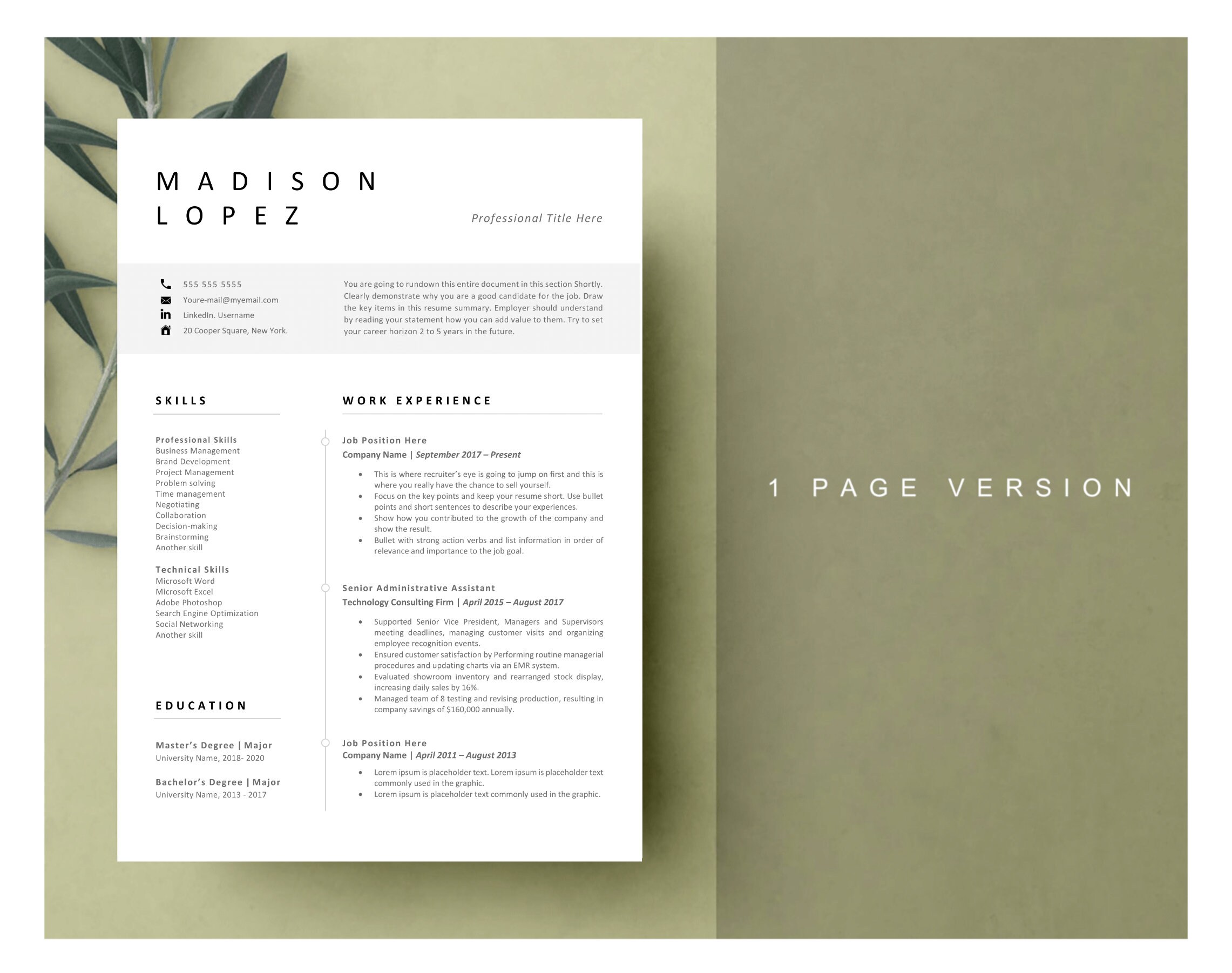 Clean Modern Executive Resume Template 2022, Creative Resume ...