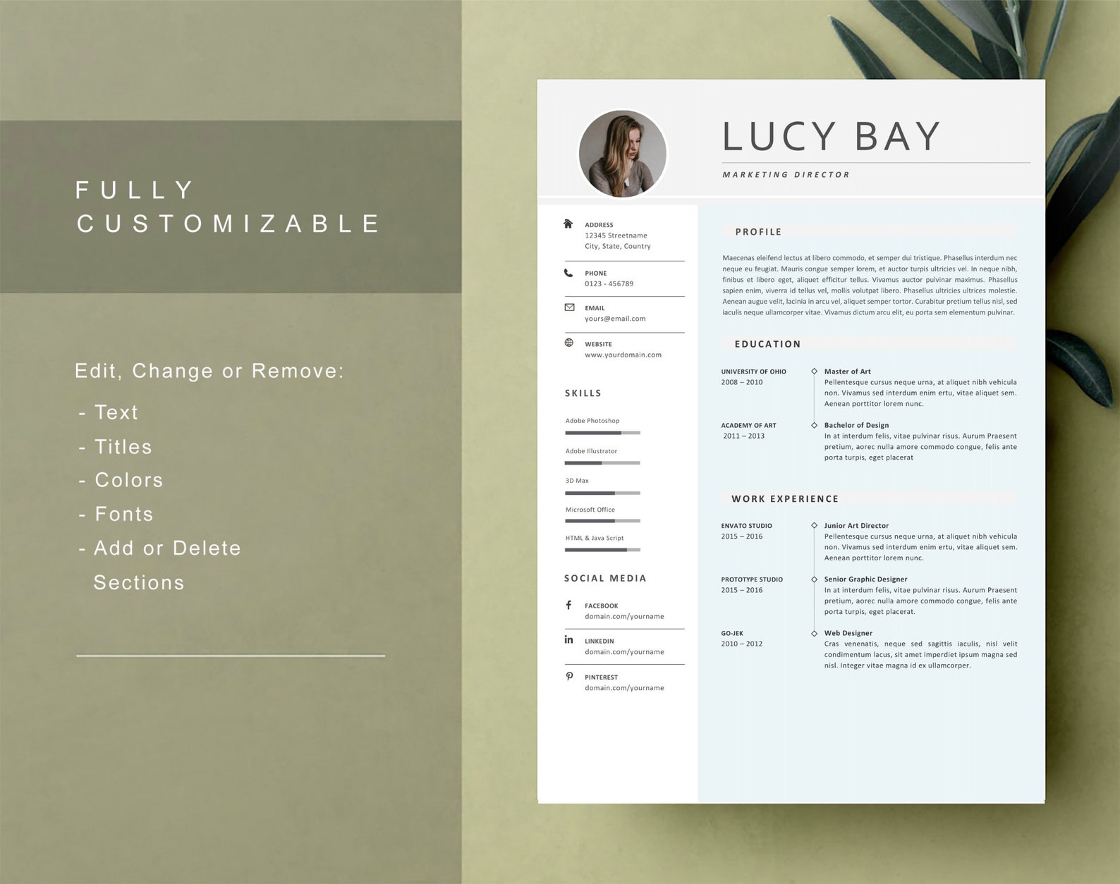 Teacher Resume, Resume Template Word, Professional Resume, Modern ...