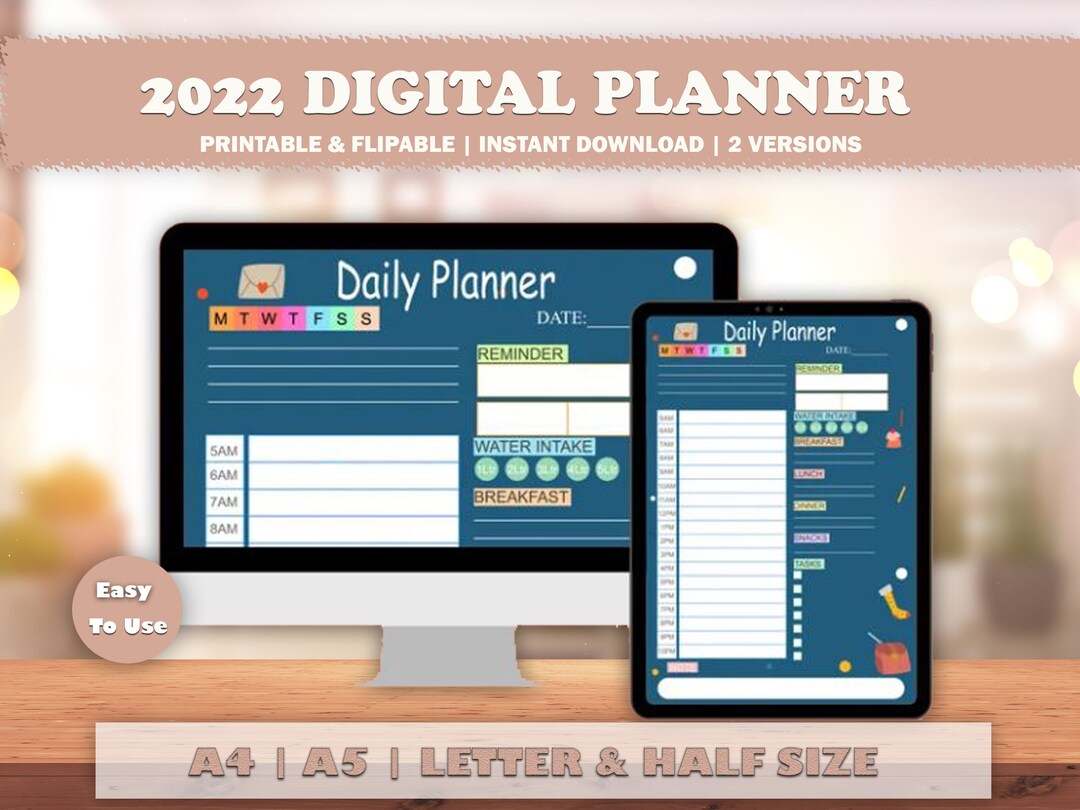 2022 Digital Planner, Printable Daily, Weekly & Holiday Planner ...