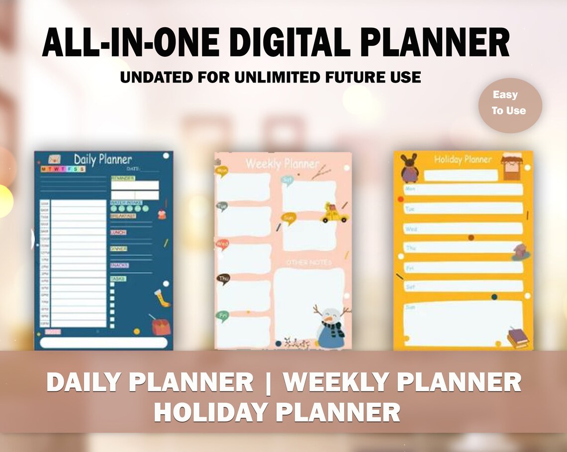 2022 Digital Planner, Printable Daily, Weekly & Holiday Planner ...