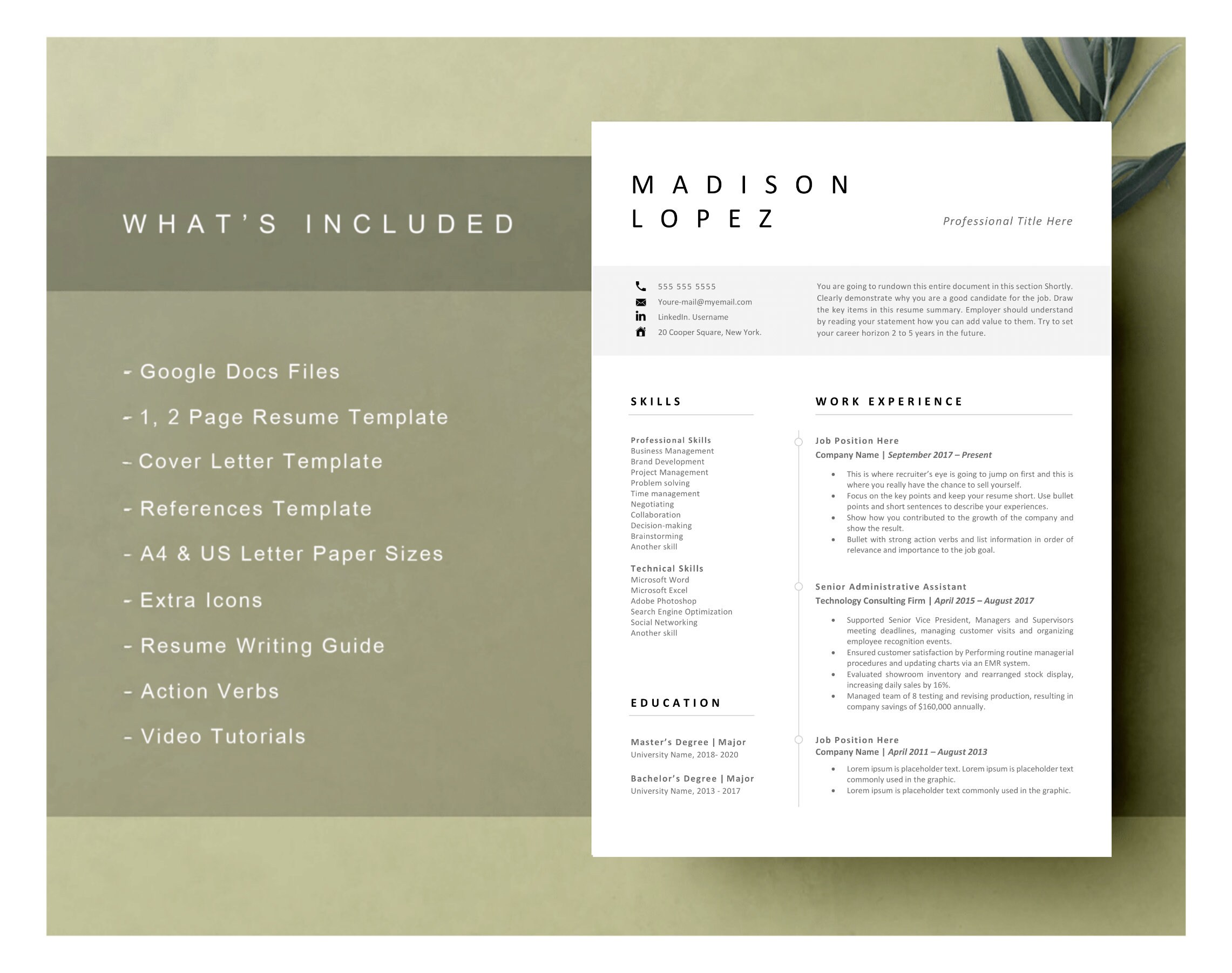 Clean Modern Executive Resume Template 2022, Creative Resume ...