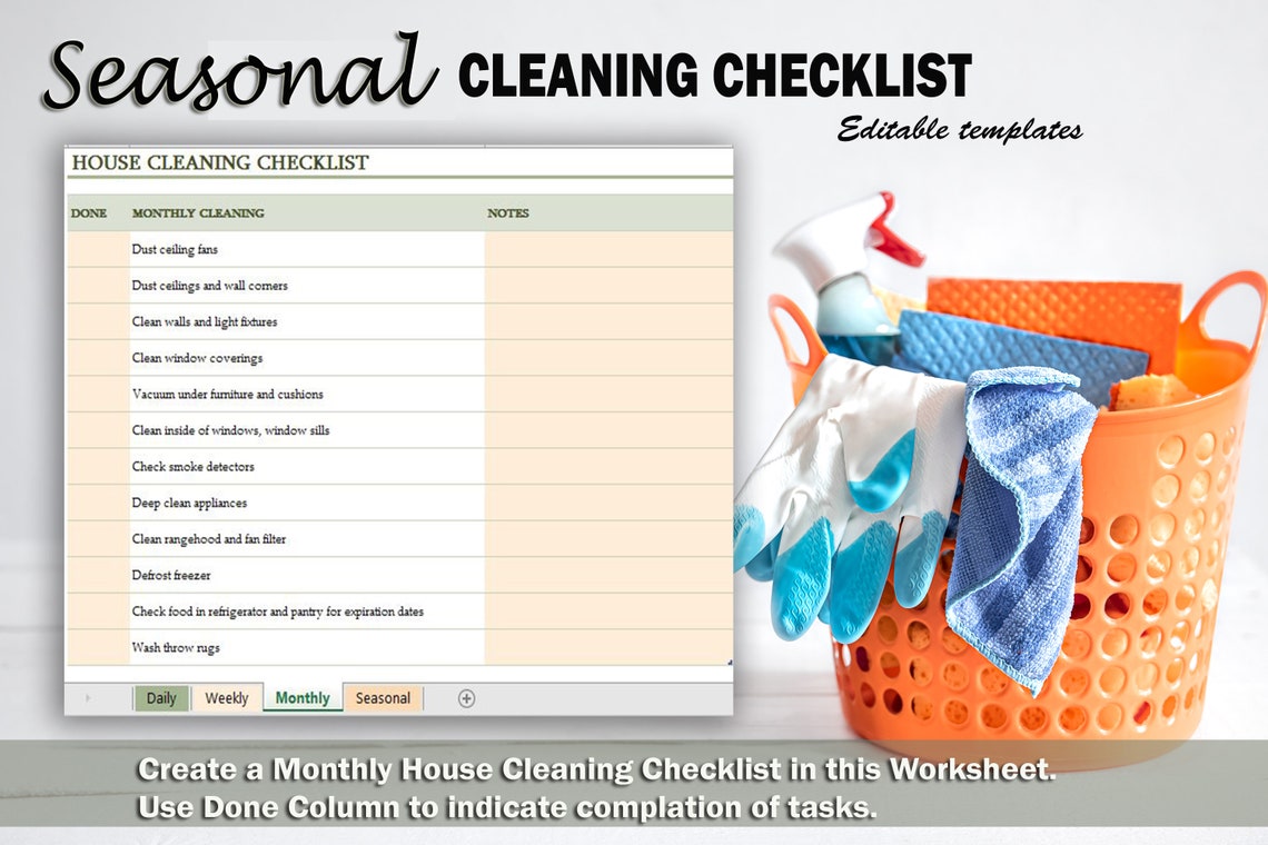 Fillable Cleaning Planner | Daily, Weekly, Monthly, & Seasonal Cleaning ...