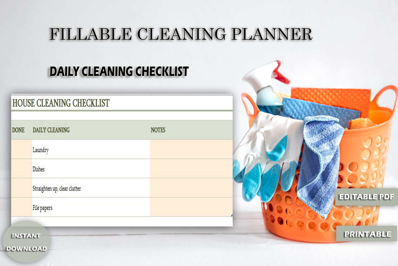 Fillable Cleaning Planner | Daily, Weekly, Monthly, & Seasonal Cleaning ...