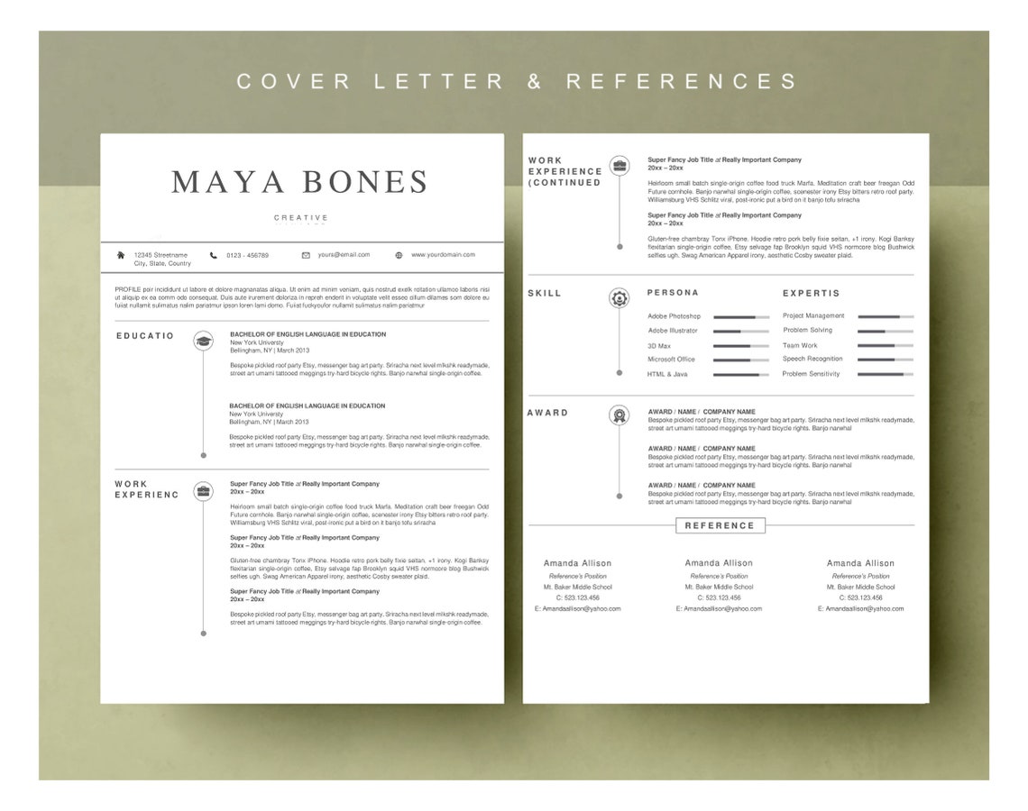 Teacher Resume, Resume Template Word, Professional Resume, Modern ...