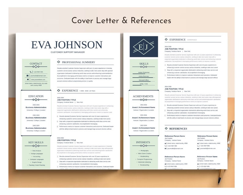 Teacher Resume, Resume Template Word, Professional Resume, Modern ...