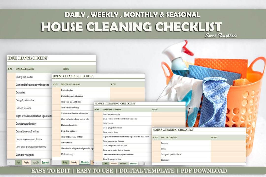 Fillable Cleaning Planner | Daily, Weekly, Monthly, & Seasonal Cleaning ...
