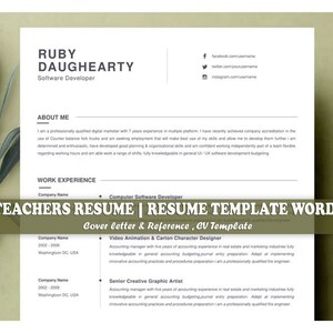 Teacher Resume, Resume Template Word, Professional Resume Template ...