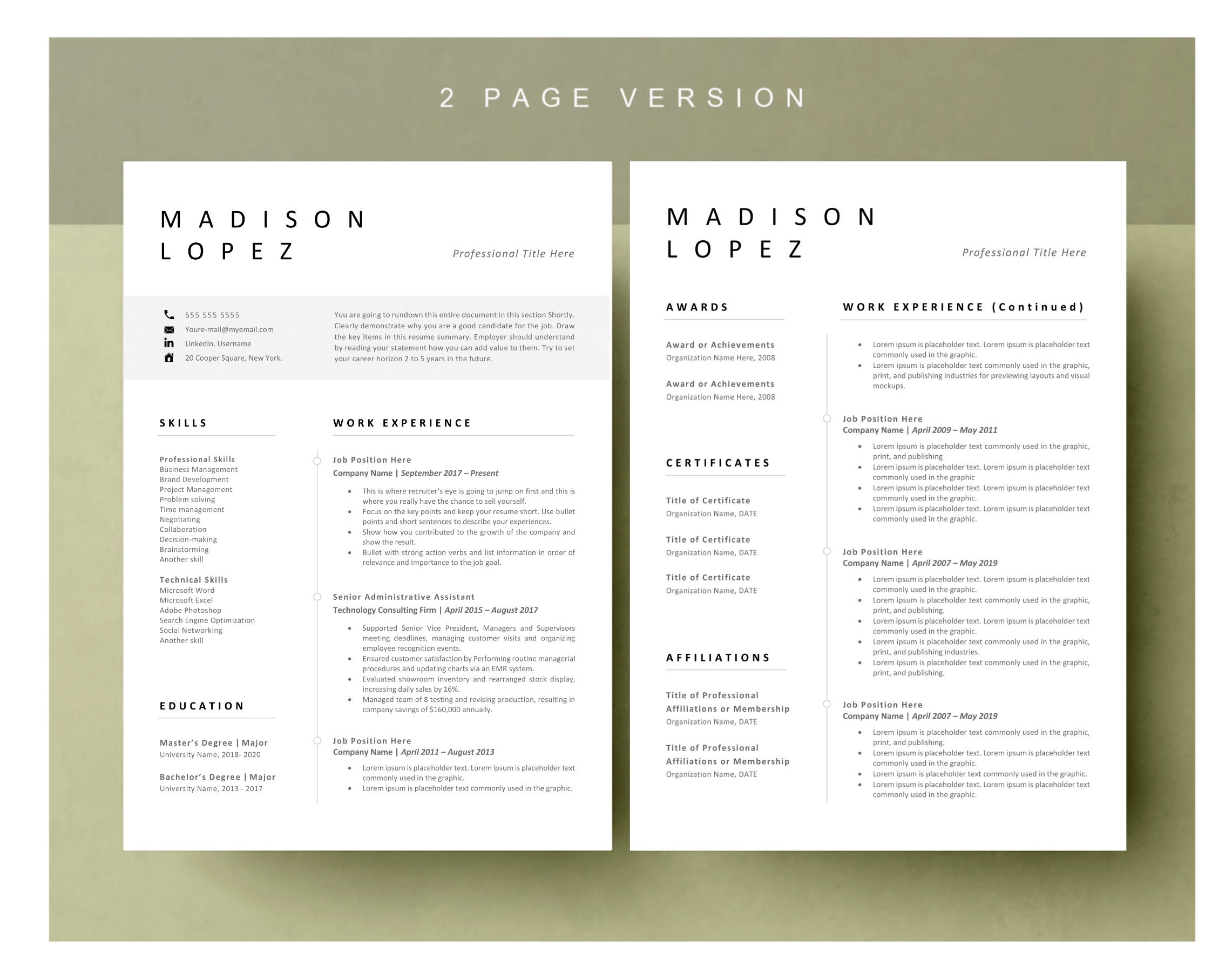 Clean Modern Executive Resume Template 2022, Creative Resume ...