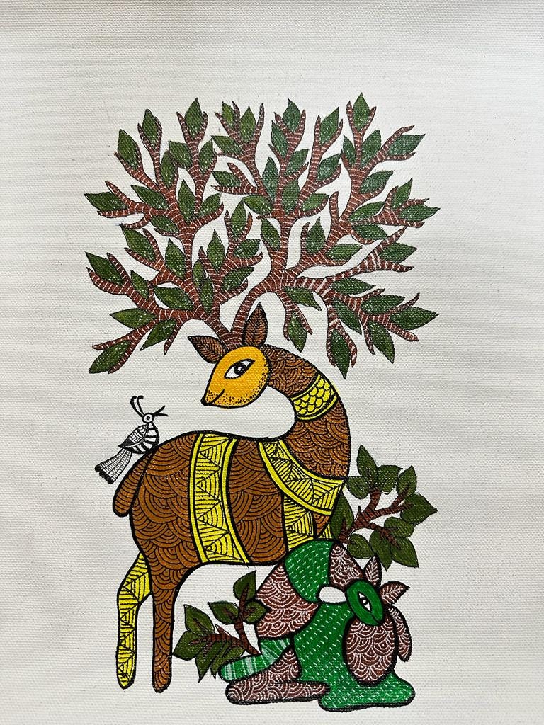 Handmade Gond Art Painting on Canvas Painting for Home Decor - Etsy