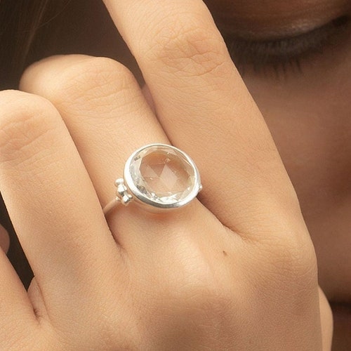 Clear Quartz Ring 925 Solid Sterling Silver Ring Crystal - Etsy