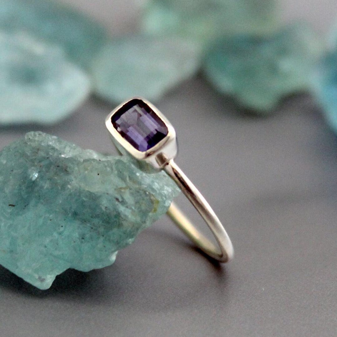 Natural Iolite Ring in Sterling Silver, Blue Gemstone Ring, September ...