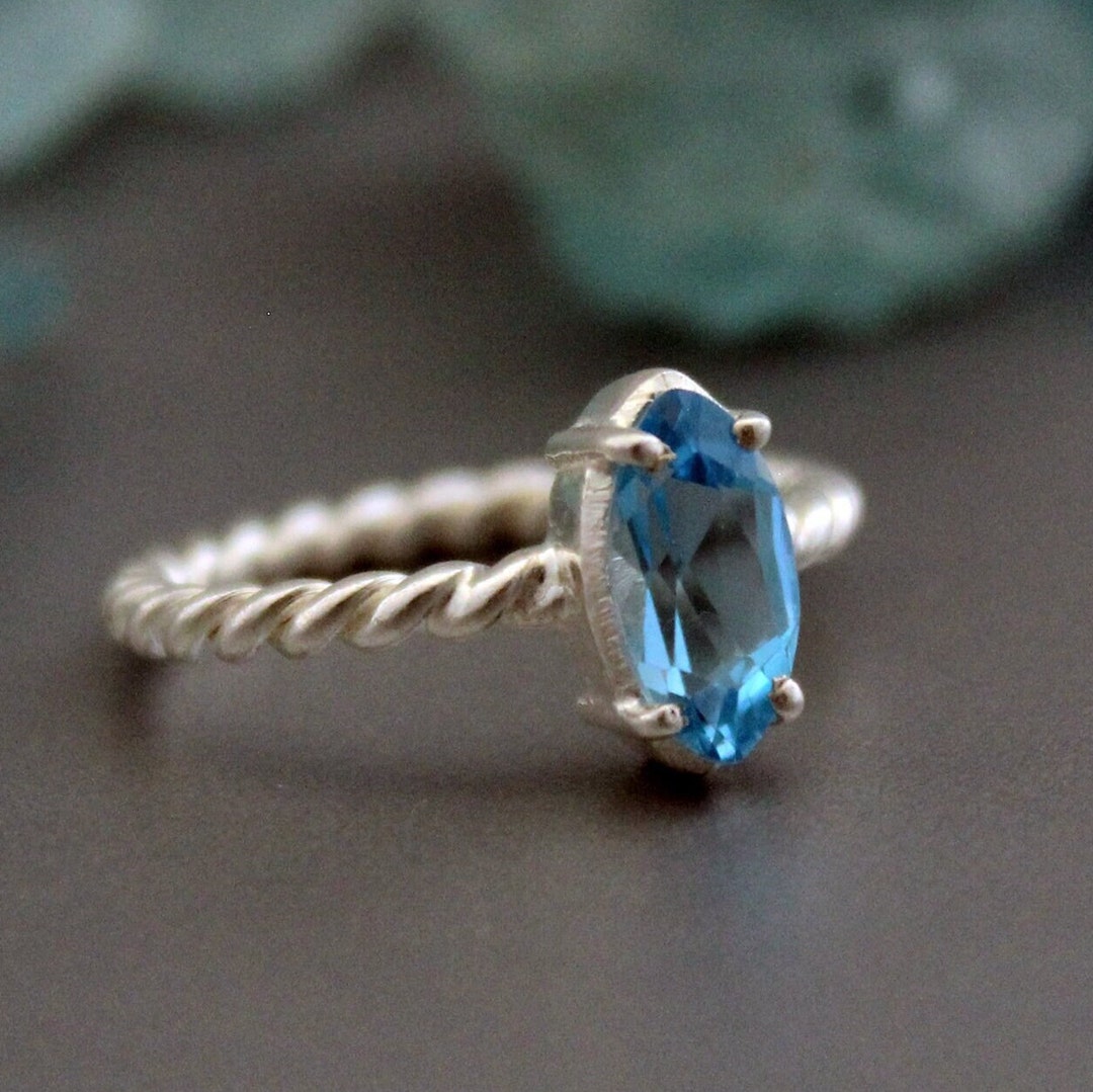 Blue Topaz Ring, December Birthstone Ring, Gemstone Ring in Sterling ...