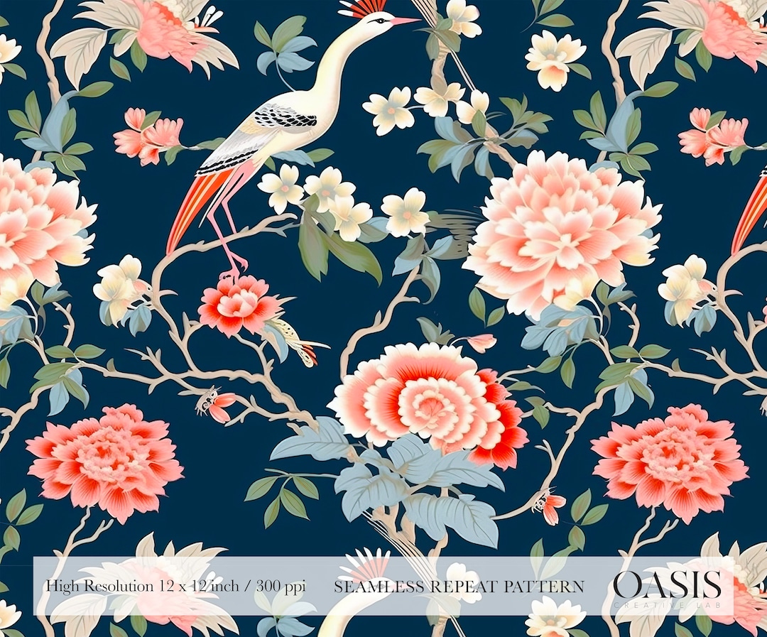 Beautiful Seamless Chinoiserie Pattern, Seamless Repeat Pattern for ...
