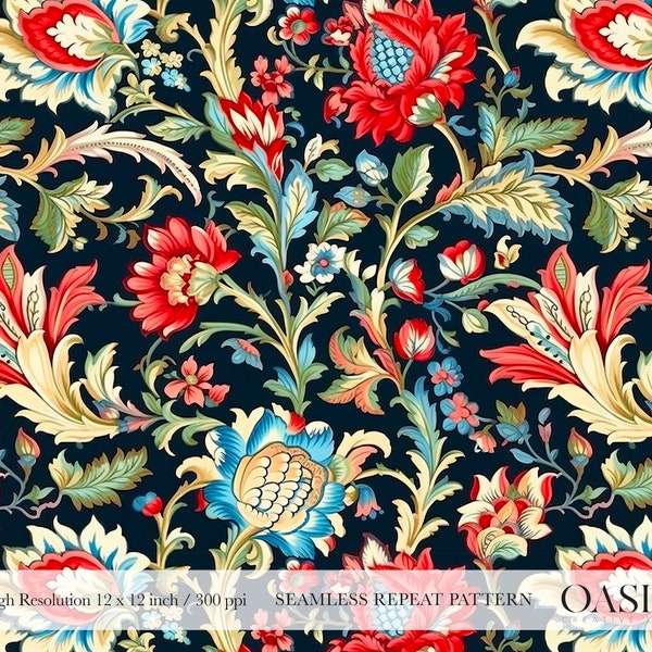 Floral Chintz Fabric - Etsy