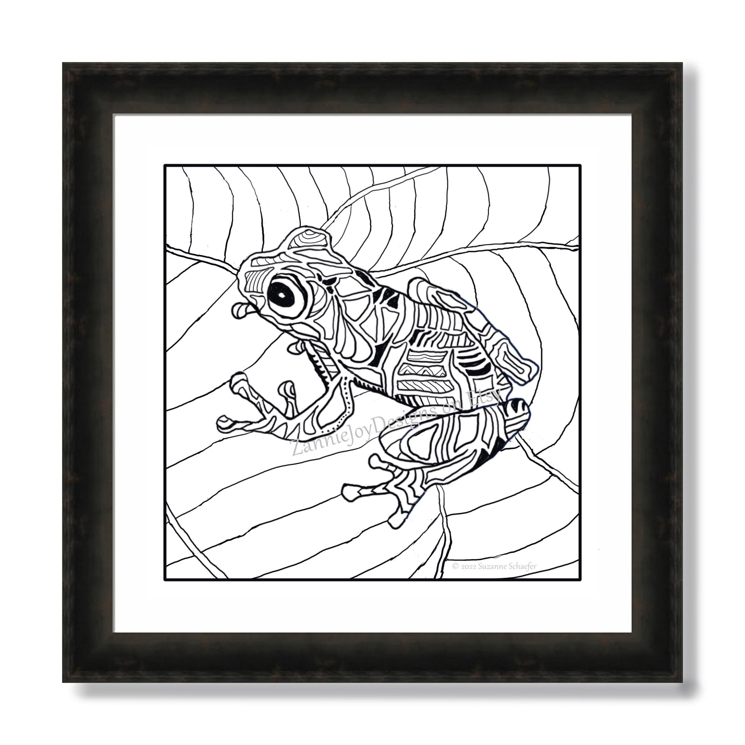 Zentangle Frog Print Instant Download Printable PDF Tree - Etsy