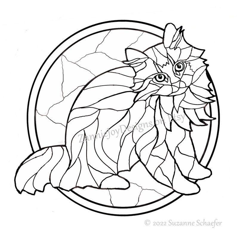 Stained Glass Cat Pattern, Instant Download, Printable Cat Art ...