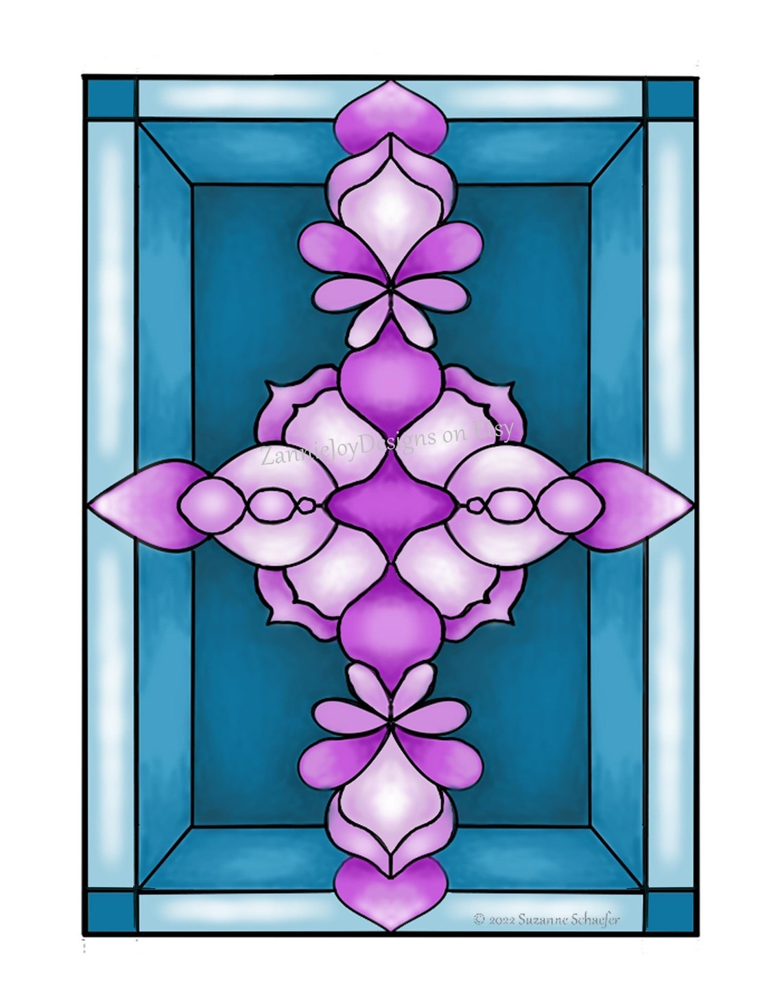 Stained Glass Oblong Pattern, Instant Download, Coloring Page ...
