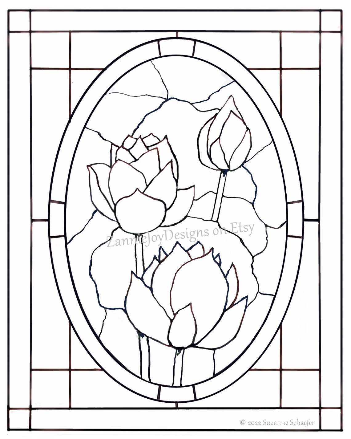 Stained Glass Lotus Flower Pattern, Instant Download, Printable Lotus ...
