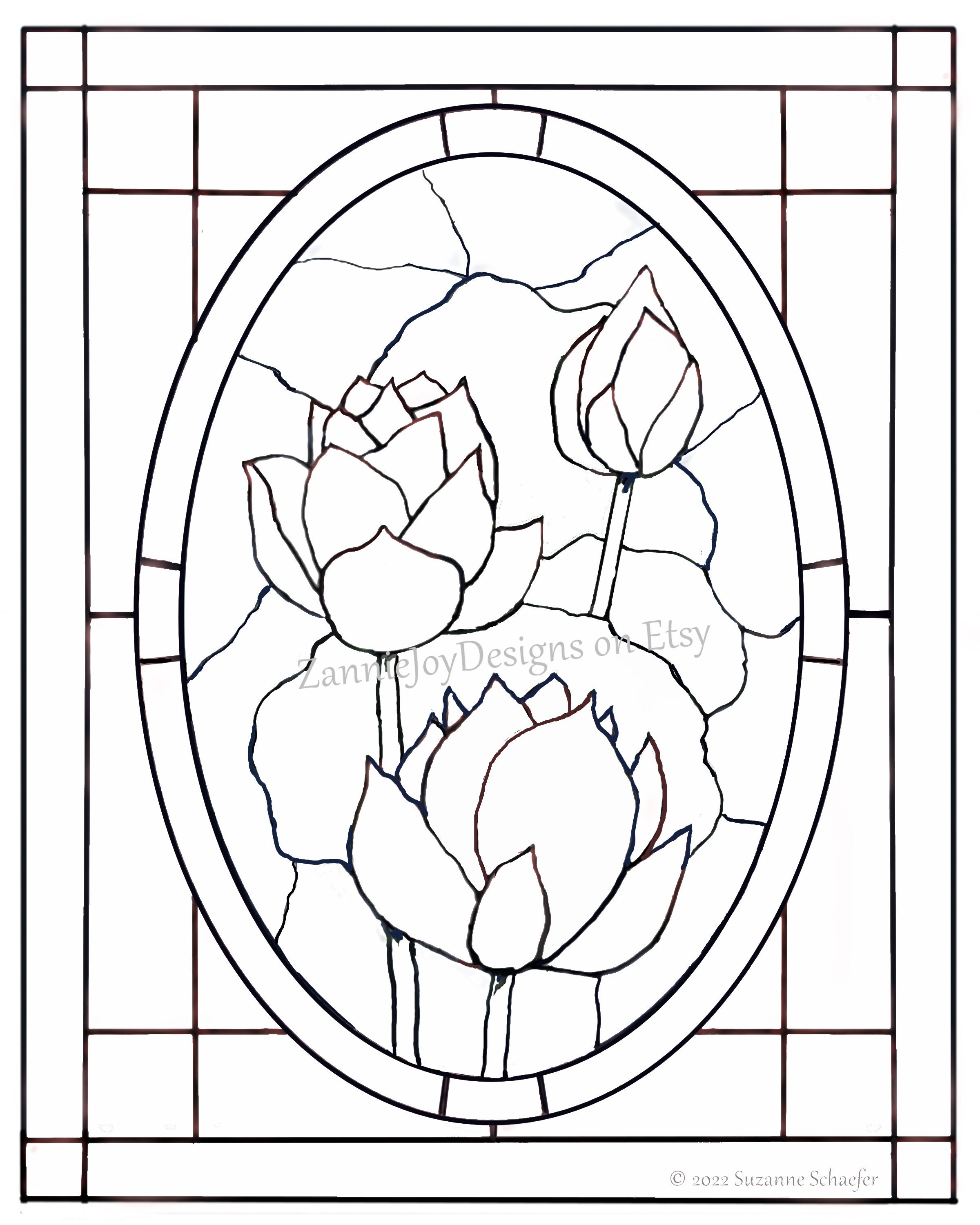 Stained Glass Lotus Flower Pattern, Instant Download, Printable Lotus ...