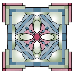Square Stained Glass Pattern, Instant Download, Printable PDF, Coloring ...