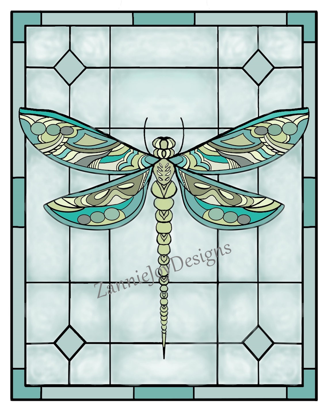 Stained Glass Dragonfly Print, Instant Download, Printable Dragonfly ...