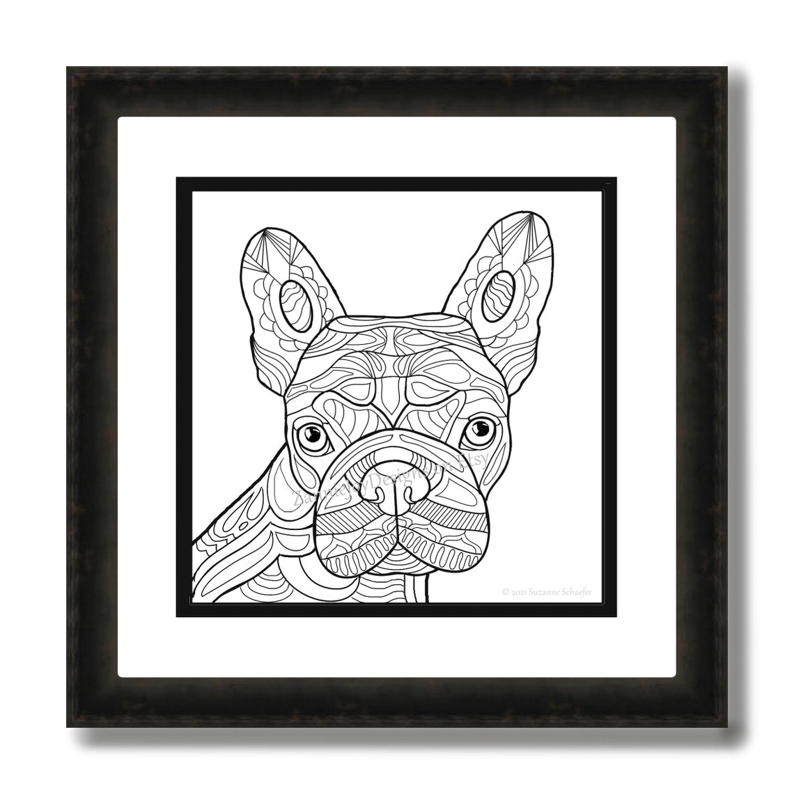 Zentangle French Bulldog, Instant Download, Printable PDF, Line Art ...
