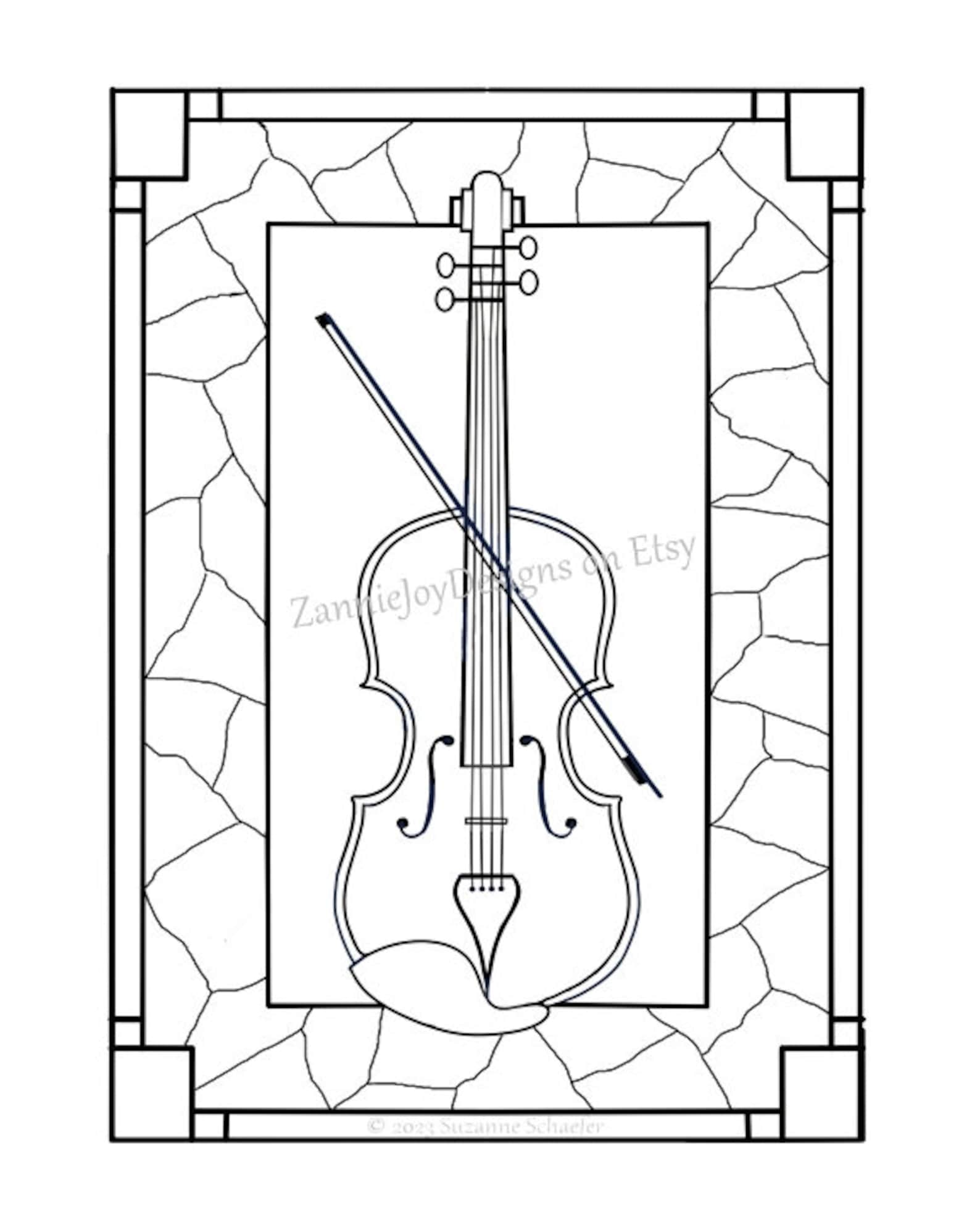 Stained Glass Violin Pattern, Instant Download, Printable PDF, Fiddle ...