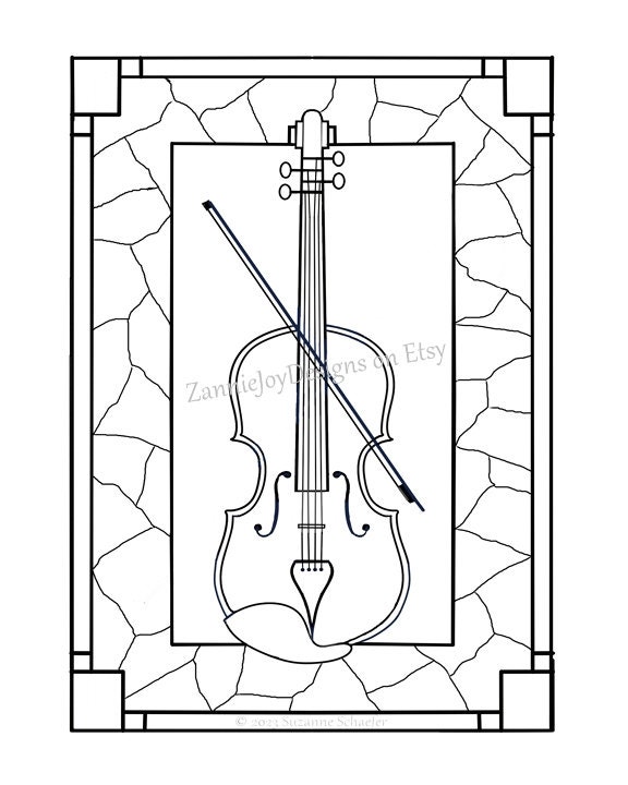 Stained Glass Violin Pattern, Instant Download, Printable PDF, Fiddle ...