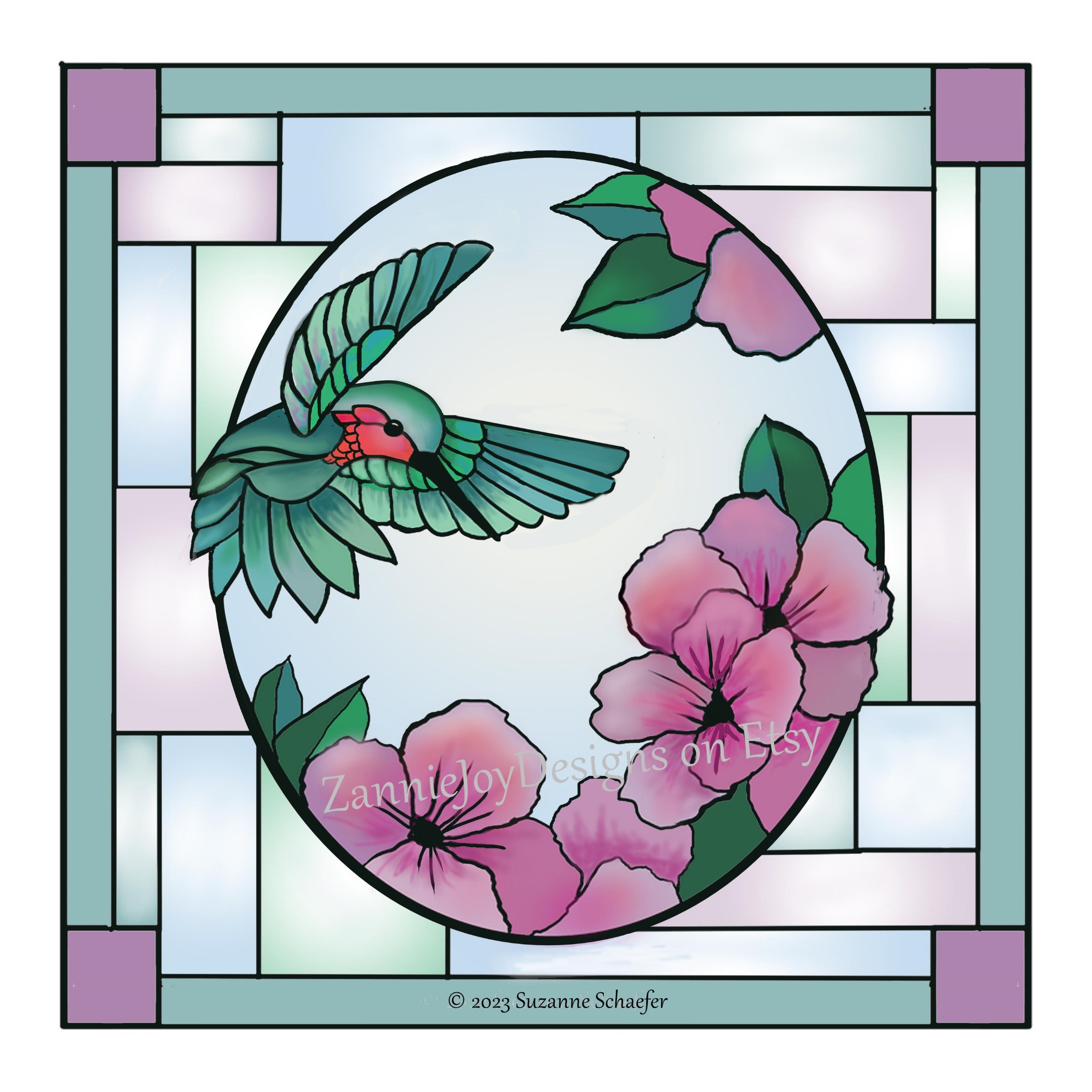 Stained Glass Hummingbird Pattern, Coloring Page, Instant Download ...