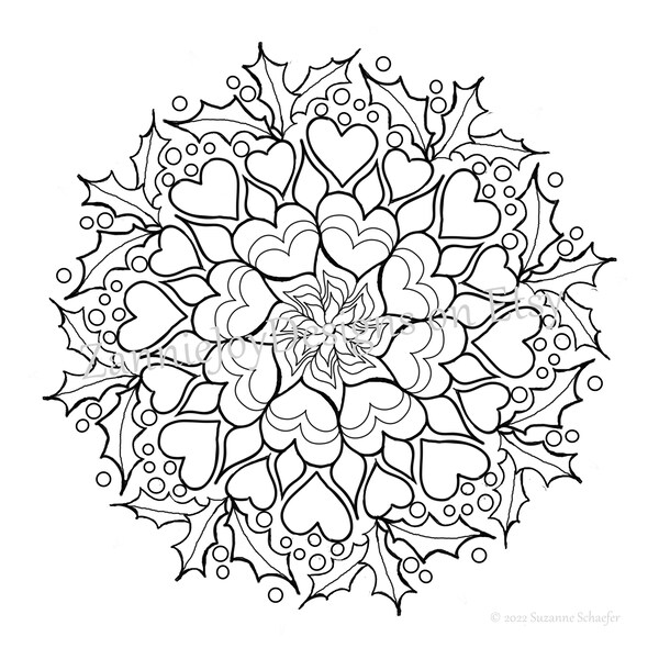 Christmas Wreath Coloring Page - Etsy