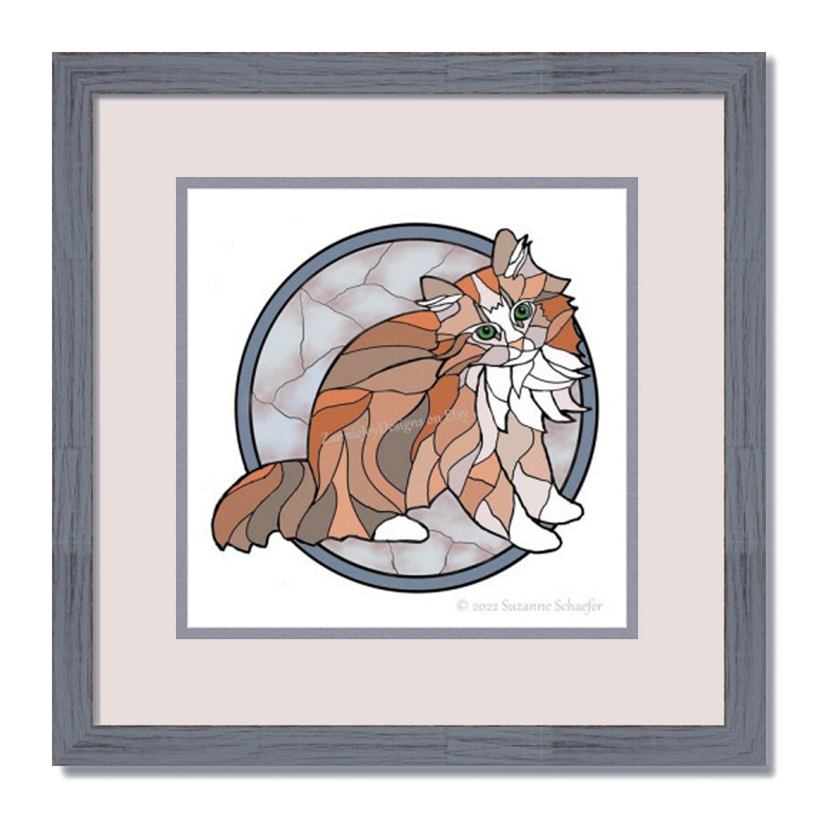 Stained Glass Cat Pattern, Instant Download, Printable Cat Art ...