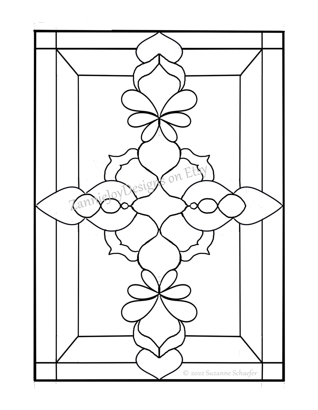 Stained Glass Oblong Pattern, Instant Download, Coloring Page ...
