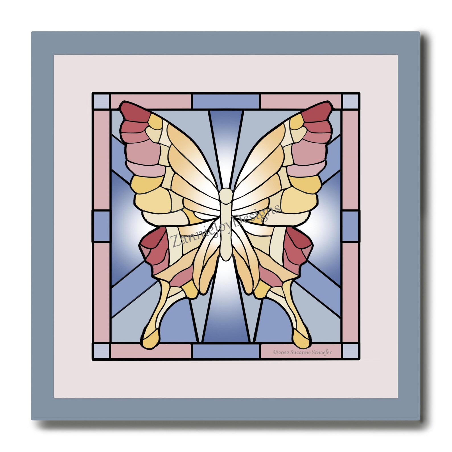 Stained Glass Butterfly Pattern, PDF, Line Art, Coloring Page, Instant ...