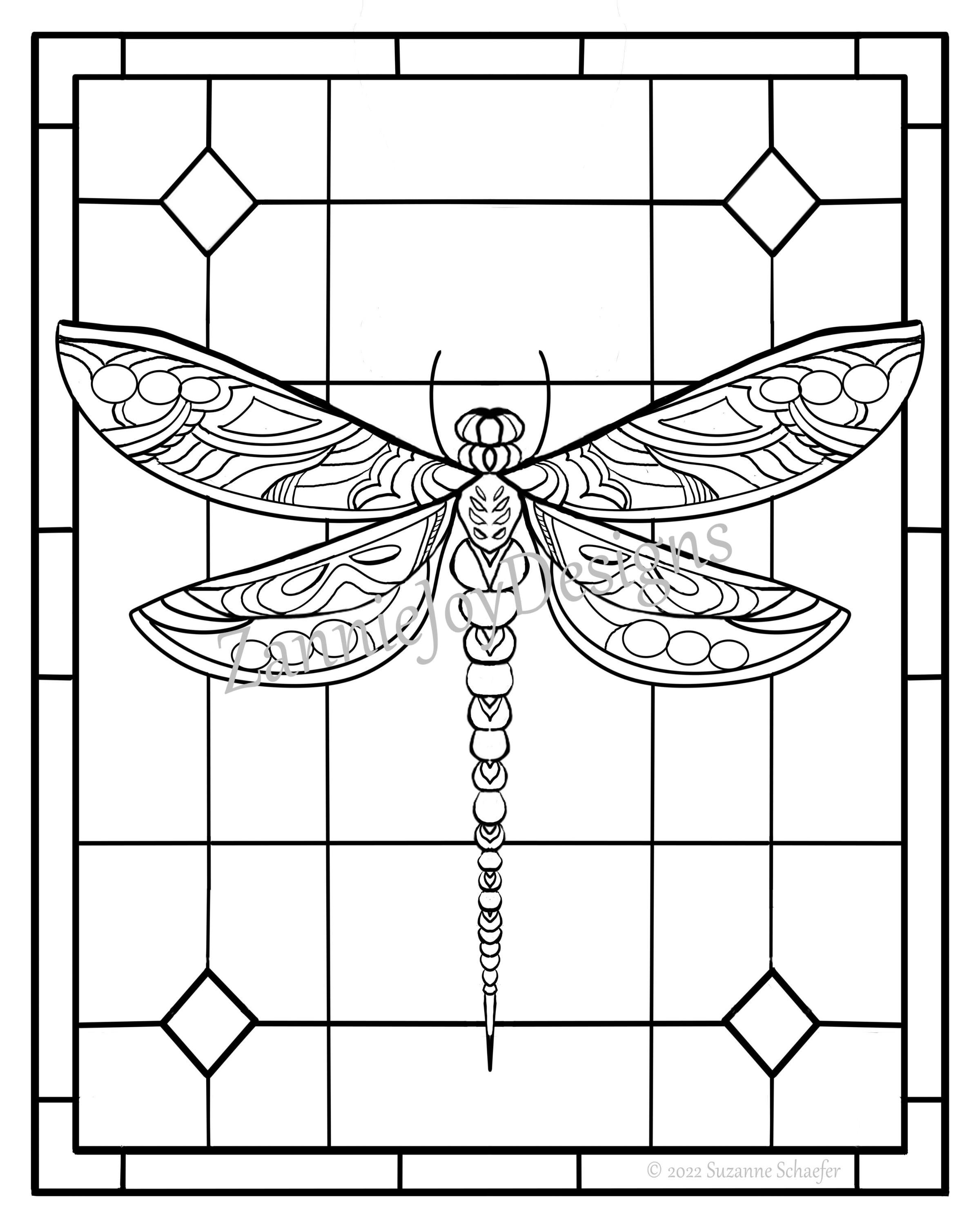 Stained Glass Dragonfly Print, Instant Download, Printable Dragonfly ...