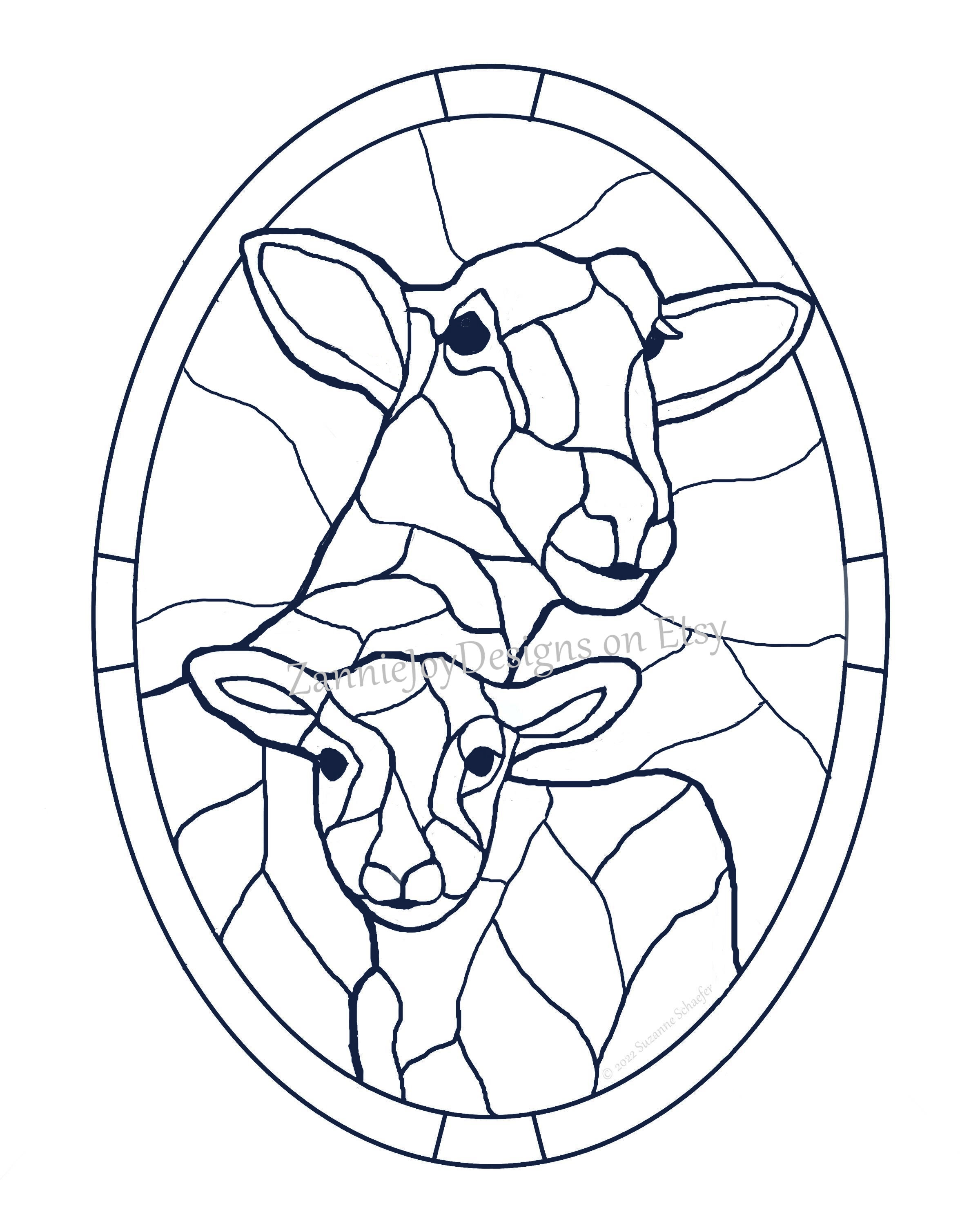 Stained Glass Sheep Ewe and Lamb Pattern, Sheep Print, Coloring Page ...