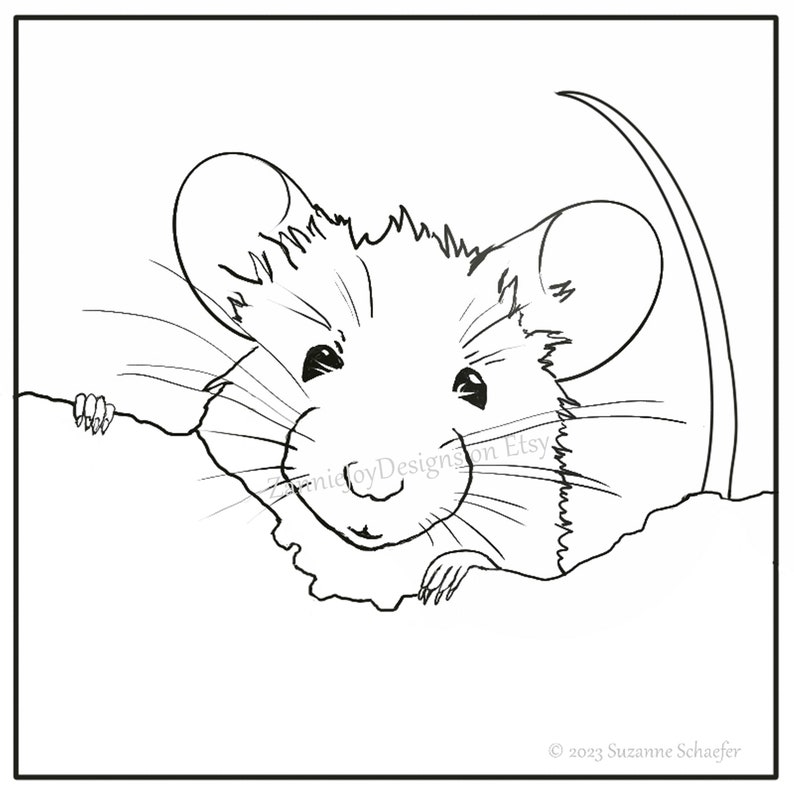 Mouse Line Drawing, Coloring Page, Pattern, Rat, Square Design - Etsy