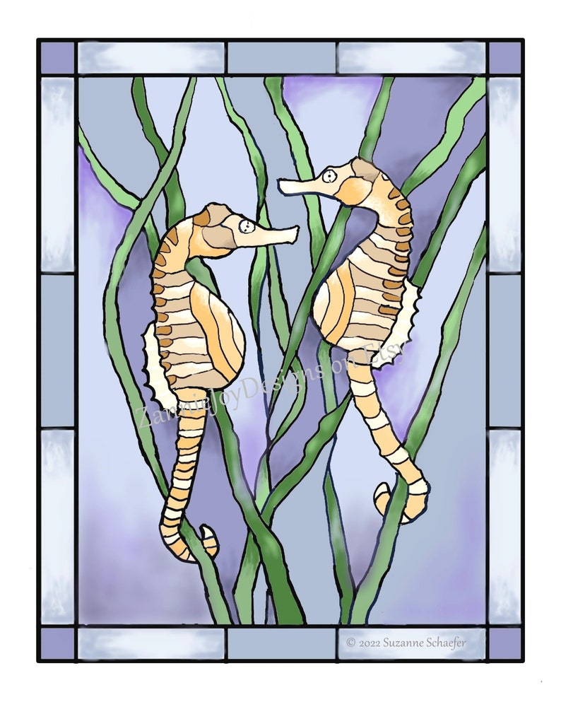 Stained Glass Seahorse Pattern Instant Download Printable - Etsy