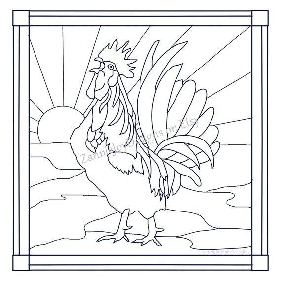 Rooster Crowing Drawing