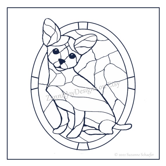 Stained Glass Chihuahua Pattern Line Art Printable PDF - Etsy