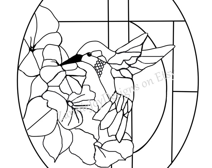 Stained Glass Hummingbird Pattern, Instant Download, Coloring Page ...