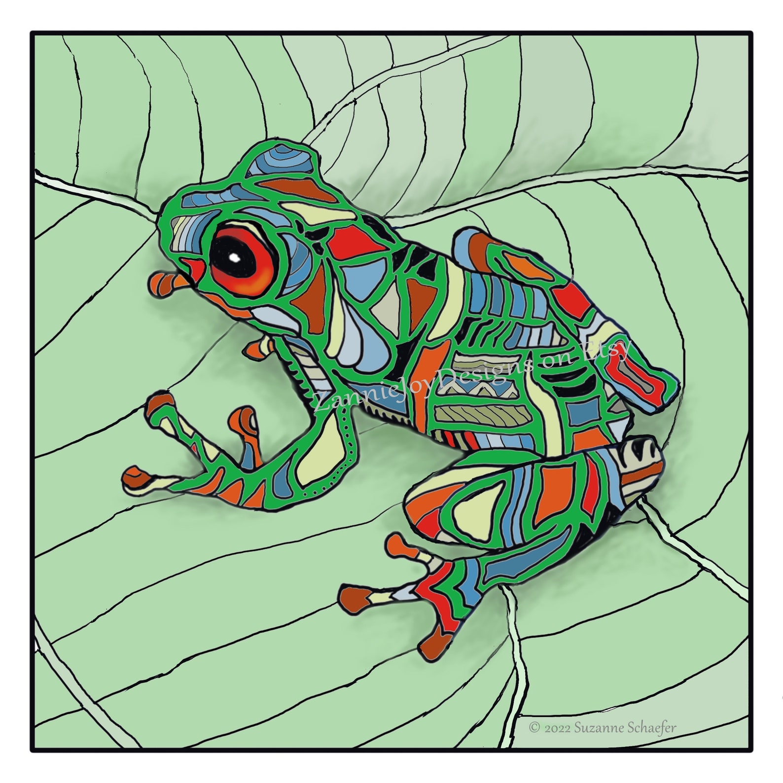 Zentangle Frog Print Instant Download Printable PDF Tree - Etsy