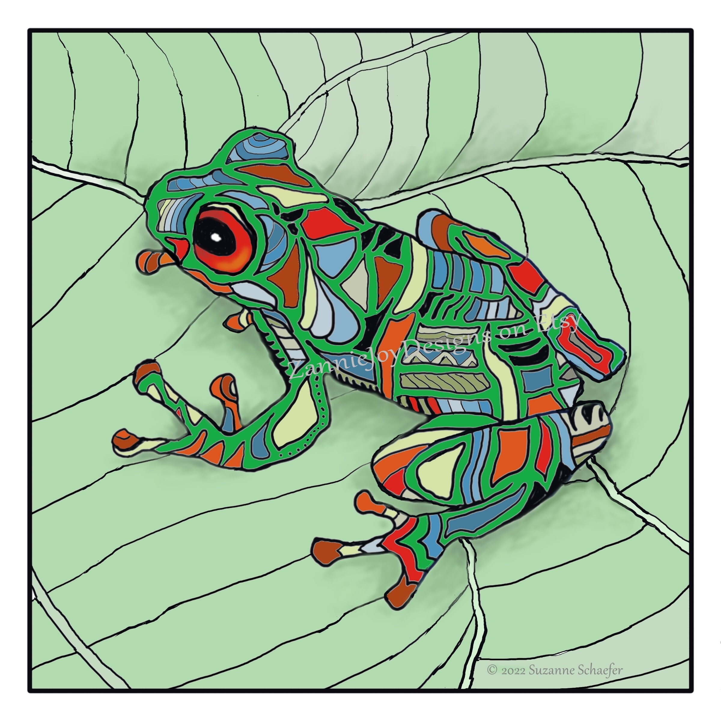 Zentangle Frog Print Instant Download Printable PDF Tree - Etsy