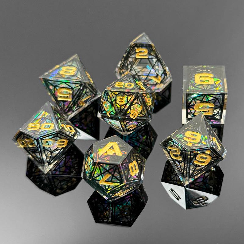 Grand Cathedral Dice – 7-piece Sharp Edged Resin Dice – Inspired by ...
