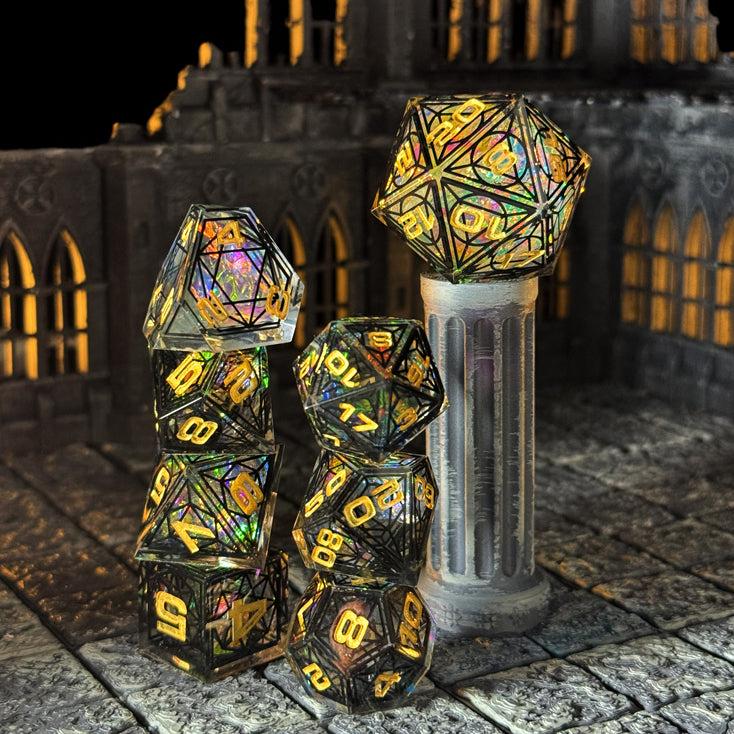Grand Cathedral Dice – 7-piece Sharp Edged Resin Dice – Inspired by ...